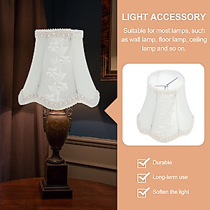 Uonlytech Table Lamp Shade Floor Lamp Pendant Light Shade, 1Pc Clip Bulb Lace Lampshade Cloth Lamp Shades for Table Lamps Wall Scones Floor Lamp Floral Lamp Shade White Chandelier