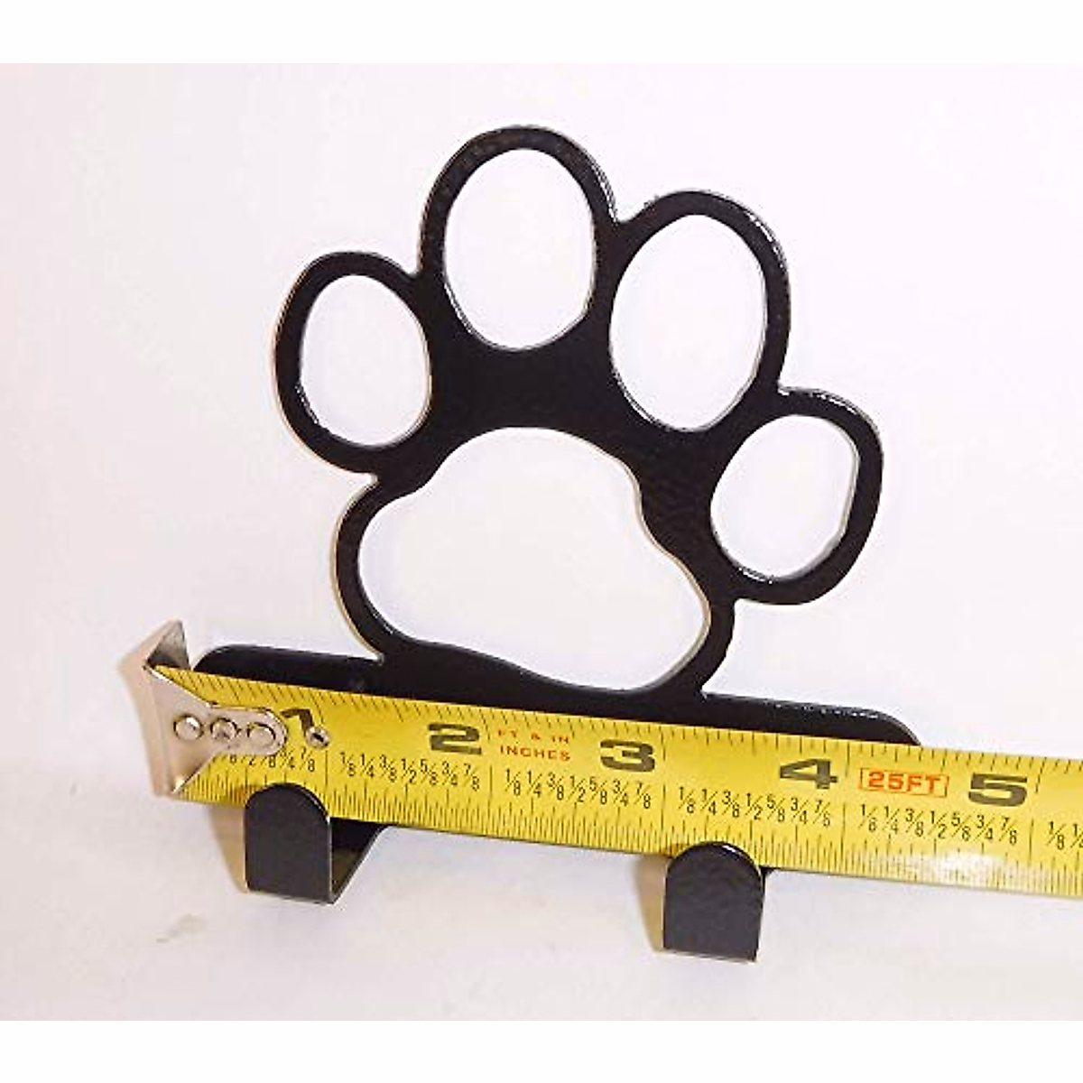 Dog Leash Hook Hanger. Dog Paw. Gloss Black Color. Made in USA. Solid Steel. Screws Included.