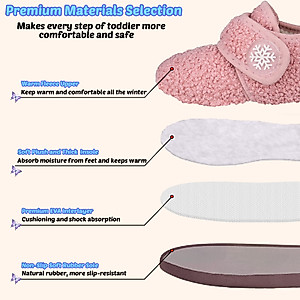Charrost Baby Infant Boy Girls 03 6 12 18 months First Walking Shoes Size 3 Toddler Soft Sole Non Slip Lightweight Slip on Wide Sock fleece Booties Casual 2 Tiny Feet House Slipper indoor(Pink,14 3T