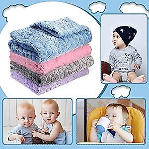 4 Pcs Baby Fuzzy Blanket Fluffy Baby Blanket for Boys and Girls Soft Warm Baby Receiving Blankets Fleece Nursery Bed Blanket Toddler Infant Newborn Flannel Receiving Blanket (Elegant Color)