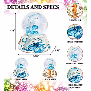 COTA Global Dolphin Stone Snow Globe - Sparkly Water Globe Figurine with Sparkling Glitter, Collectible Novelty Ornament for Home Decor, for Birthdays, Christmas, and Valentine's Day