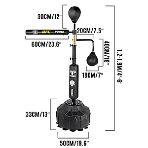 Happybuy Boxing Speed Trainer, Punching Bag Spinning Bar, Training Boxing Ball with Reflex Bar & Gloves, Solid Speed Punching Bag Free Standing, Adjustable Height, for Man, with Two Ball