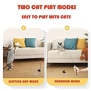 Mrocioa 11pcs Cat Toys Feather Teaser, Interactive Suction Cup Cat Toy Wand with Replaceable Kitten Toys for Indoor Cats to Play Chase Exercise