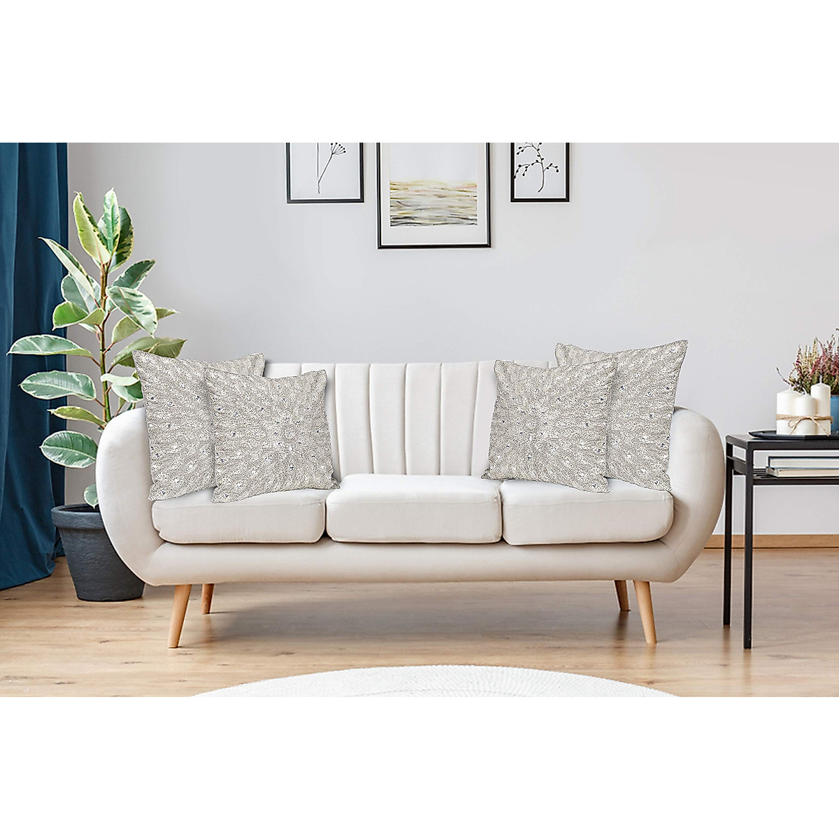 Hand Beaded Decorative Pillow Cover -16x16 Inch - Silver, Handwoven Pillow, Handmade by Skilled Artisans, A Beautiful and Elegant Accessory to Dress up Your Couch, Sofa and Bed - Only Cover - 2 Pack