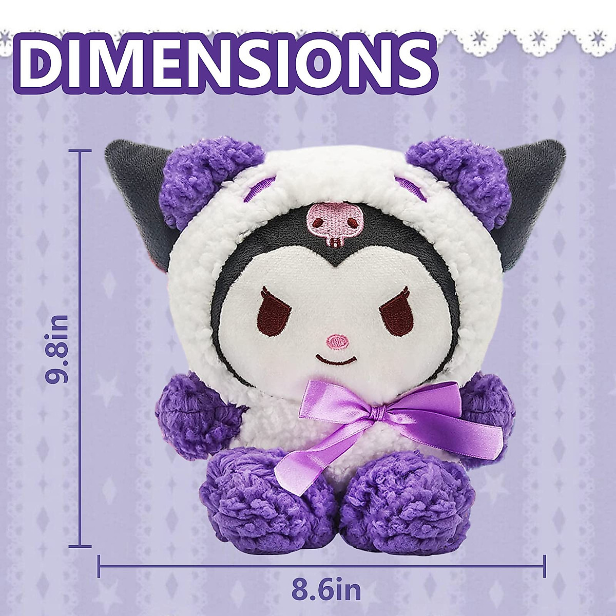 NGCJZF Kawaii Plush Toys,10-inch Cute Plush, Cartoon Plush Dolls, Anime Stuffed Animals Plush Figure Toy, Gifts for Girls Kids Fans (Purple)