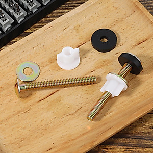 2 Pcs Universal Toilet Seat Screws Heavy Duty Toilet Seat Hinge Bolt and Screw Set, Metal and Rubber Washers with White Plastic Nuts for Top Mount Toilet Seat Hinges Replacement Parts