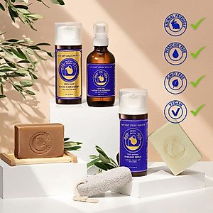 Organic Skin Care Gift Set, Spa Gifts for Women and Men - Lavender Scented Bath and Body Gift Basket with Body oil, Facial Cream, Foot Lotion and 2 Soap Bars with Soap Holder