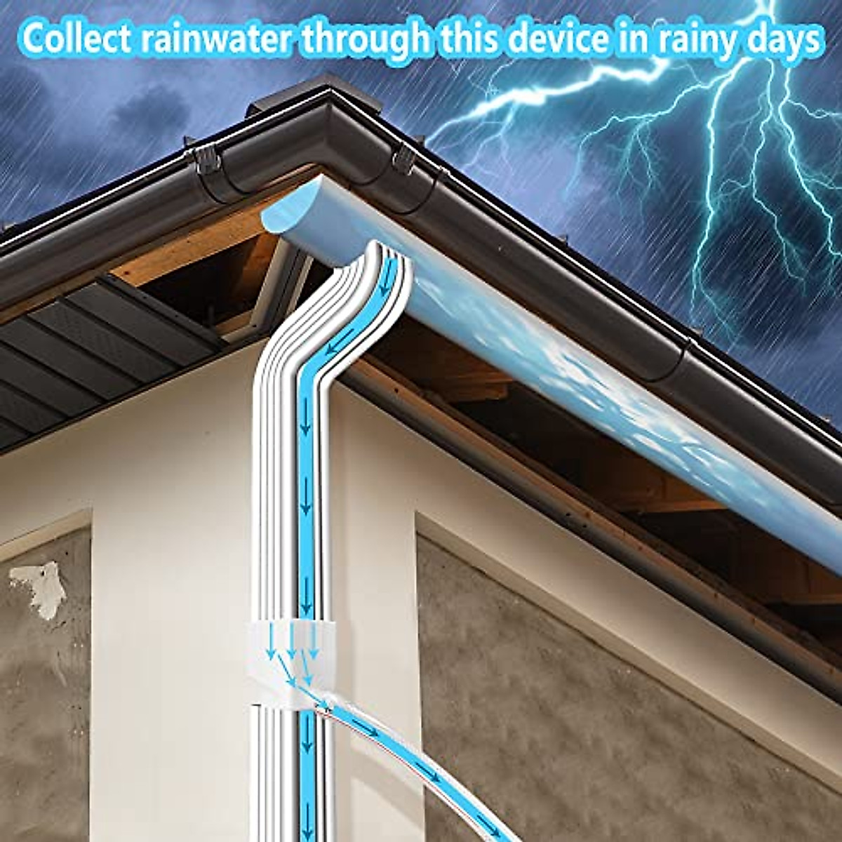 Rainwater Collection System-Rainwater Collection Diverter Connector System-Raindrop Rainwater Colander Kit for Hose for Diverting Water Fits 2’’ x 3’’ Standard Downspout