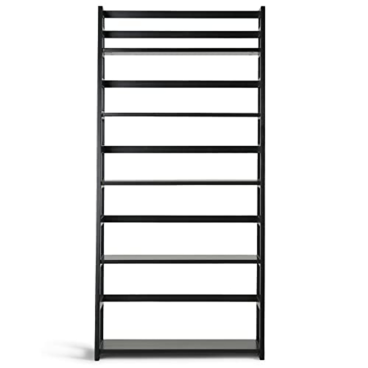 SIMPLIHOME Acadian SOLID WOOD 30 Inch Transitional Ladder Shelf Bookcase in Black, For the Living Room, Study Room and Office