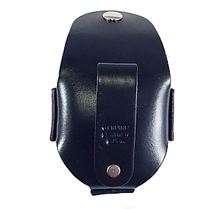 A Come and Take It Concho mounted on Genuine Black Leather Snuff Can Holder with Snap Closure