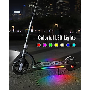 Gyroor Kids Electric Scooter, with 200W Motor & LED Visible Display, Colorful Lights, Adjustable Speed and Height, 10 Mph & 10 Miles Range Electric Scooter, Electric Scooter for Kids Ages 8-12, Silver