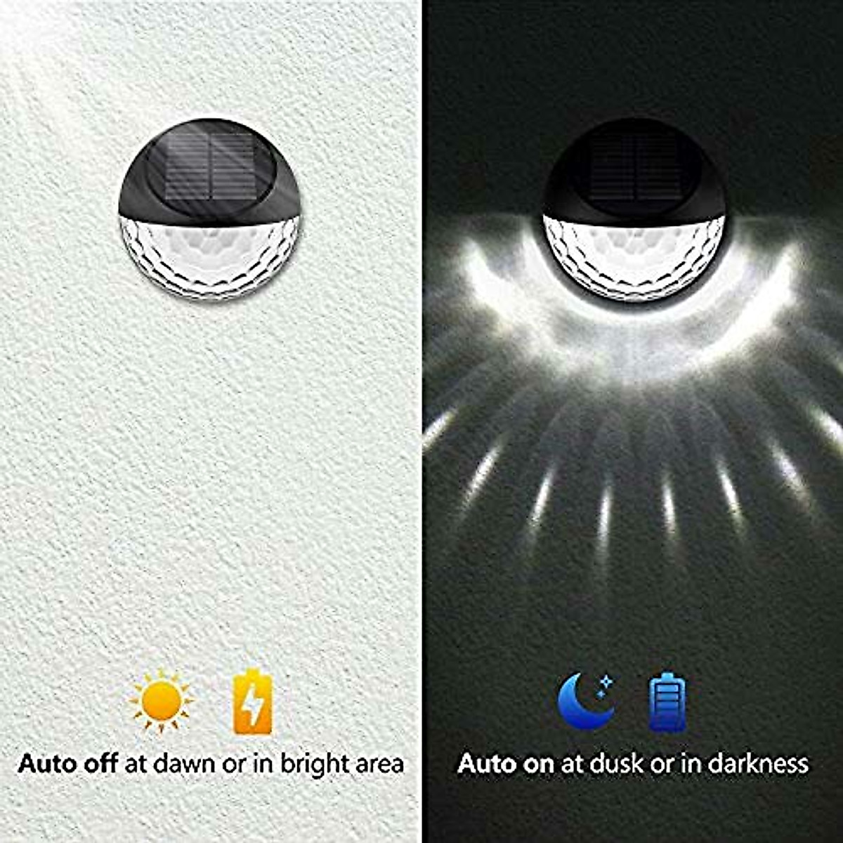 Lxcom Lighting Solar Powered Wall Lights 4 Pack Solar Power Fence Lights Outdoor Solar Stair Lights 2 LED Step Light Wall Mount Garden Path Step Lights for Garden Fence Walkways Stairways Path Pathway