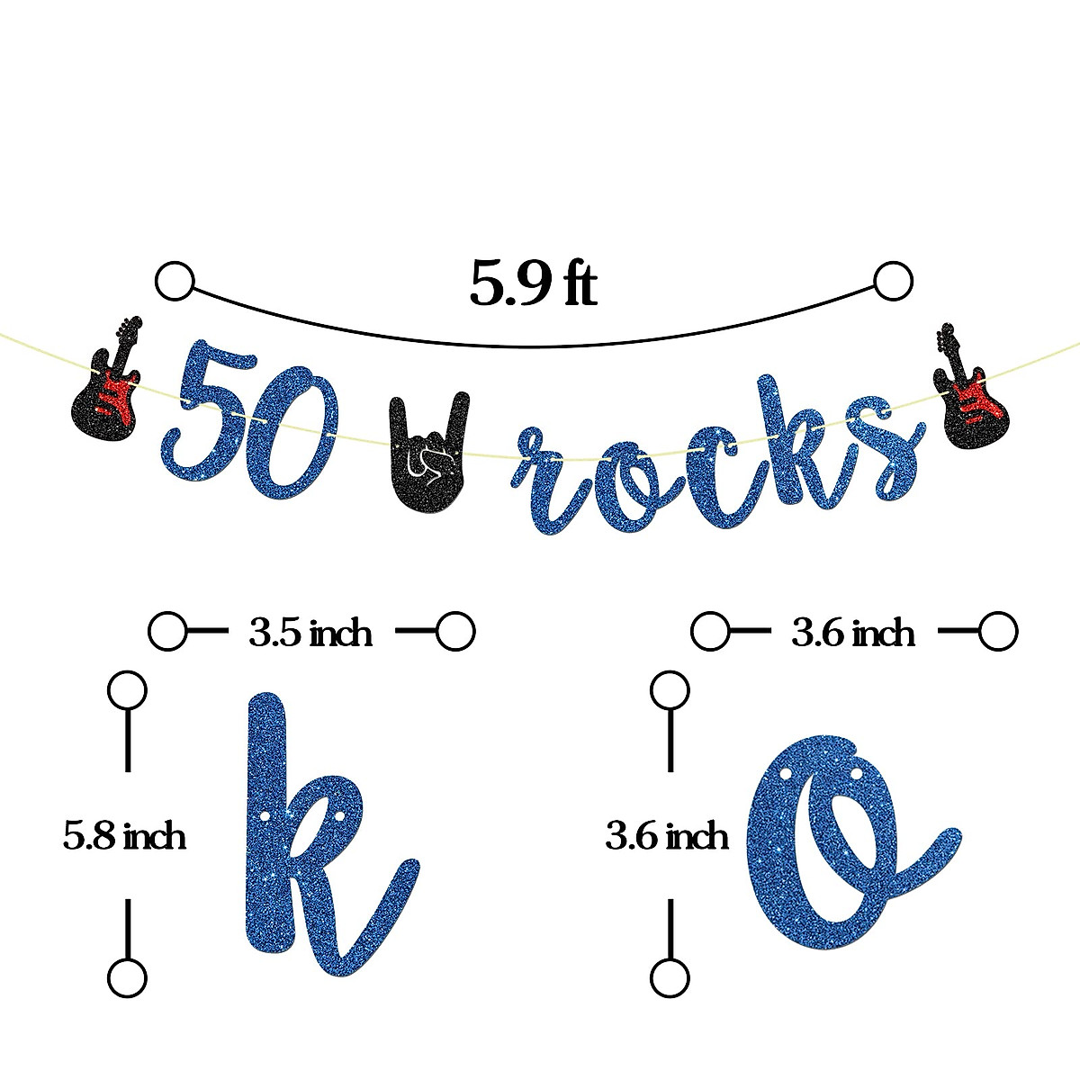 50 Rocks Banner, Rock Happy 50th Birthday Sign, Music Theme Fifty 50th Birthday Rock n Roll Party Decoration Cheers to 50 Years Banner