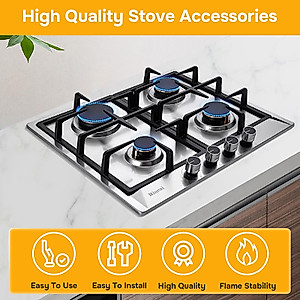 Gas Stove Burner Caps Set: Burner Gas Cooker Hat Set of 4,High Cooking Performance Stove Lids for Gas Burner Cap Cover Head Replacement Fits Specialised Models(Dimensions in Images)