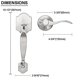 Knobonly Single Cylinder Handleset with Lever Handle for Interior Doors, Contemporary Hardware Single Cylinder Deadbolt Handle Set Satin Nickel, Reversible for Right/Left Handed Door