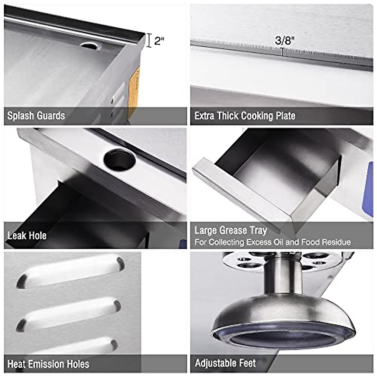 WeChef 14" Electric Countertop Griddle Stainless Steel Adjustable Temp Control Commercial Restaurant Grill 1500W