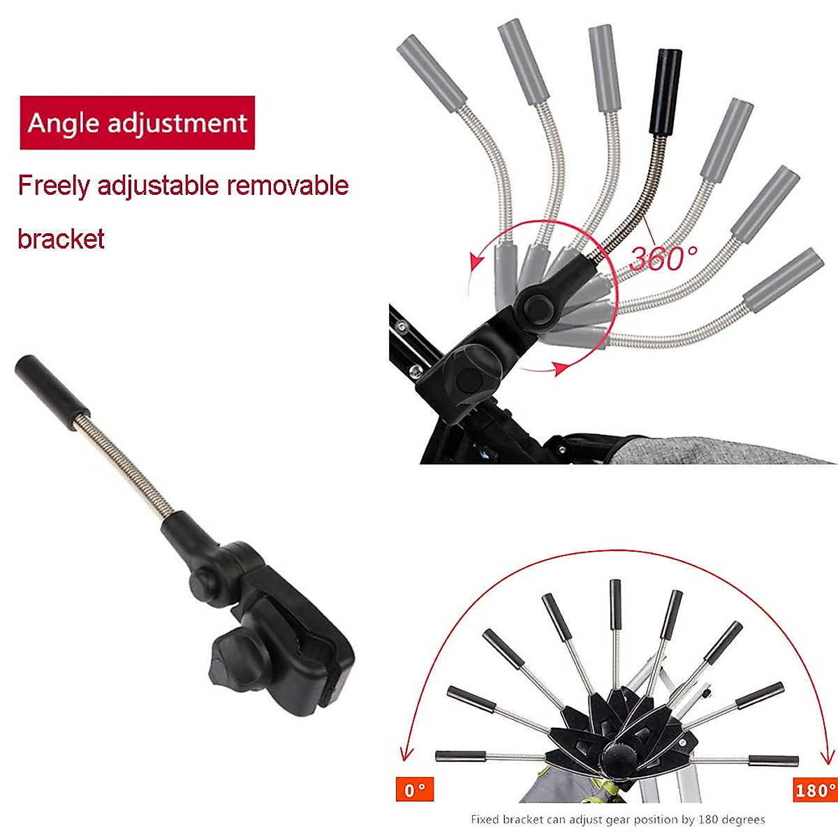 Baby Clamp-On Shade Umbrella, with Umbrella Clip Fixing Device, 79cm/31.1in Long, Great for Strollers