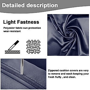 TWJMV Outdoor Cushion Slipcovers Set 14 Outdoor Patio Cushion Covers Replacement Washable Splash Proof with Zipper for Outdoor Furniture, Patio Sofa Couch 3 Sizes, Covers Only (Navy Blue)