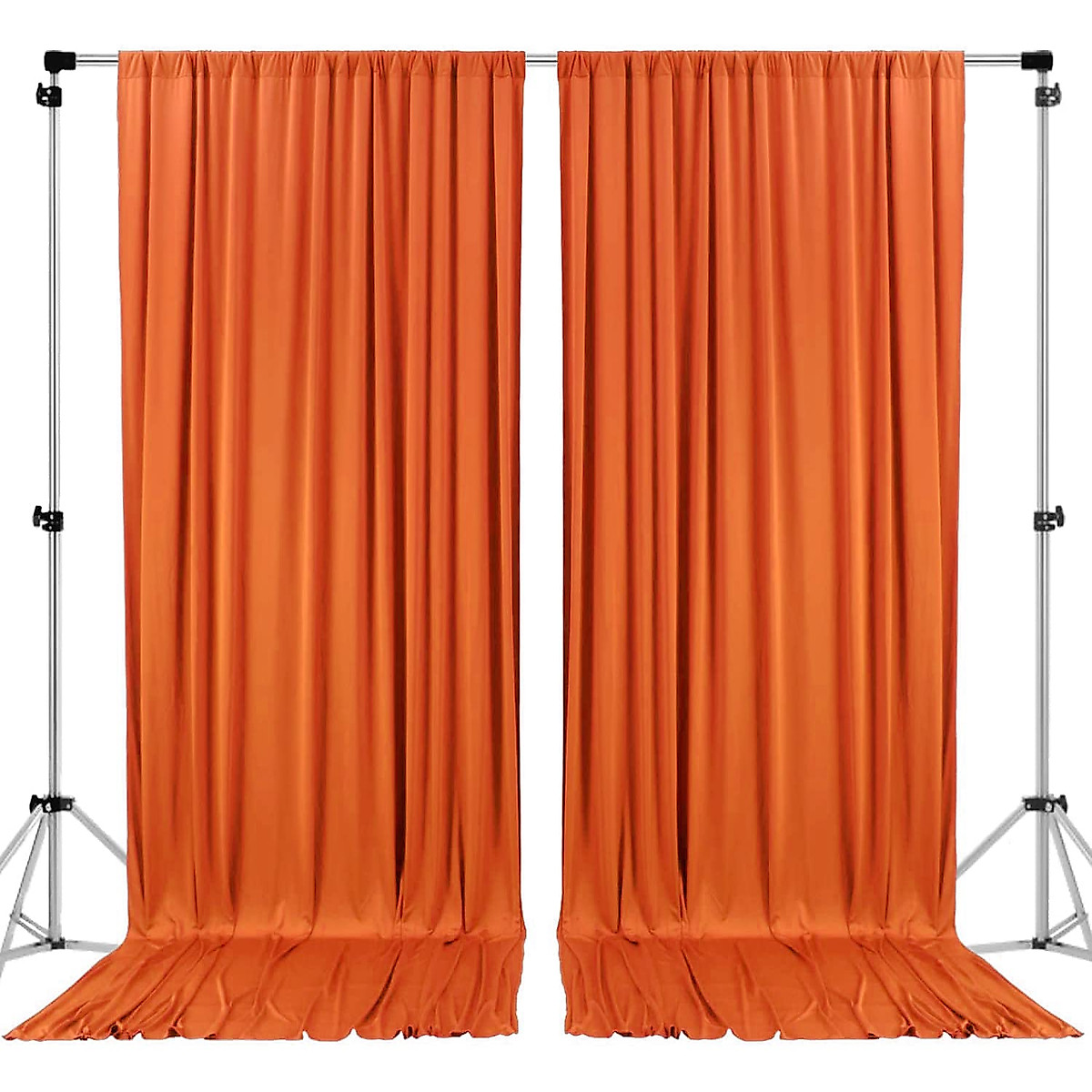AK TRADING CO. 10 feet x 10 feet IFR Polyester Backdrop Drapes Curtains Panels with Rod Pockets - Wedding Ceremony Party Home Window Decorations - Orange