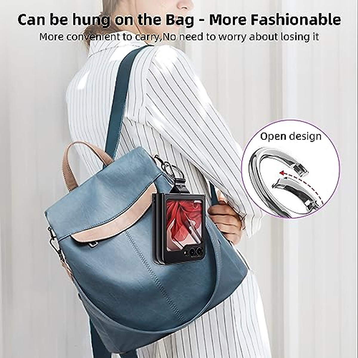 Hoerrye for Samsung Galaxy Z Flip 5 Case with Ring [Built-in Magnet for MagSafe + Screen Protector] Wireless Charging PU Leather Slim Phone Cover for Galaxy Z Flip 5 5G 2023,Black