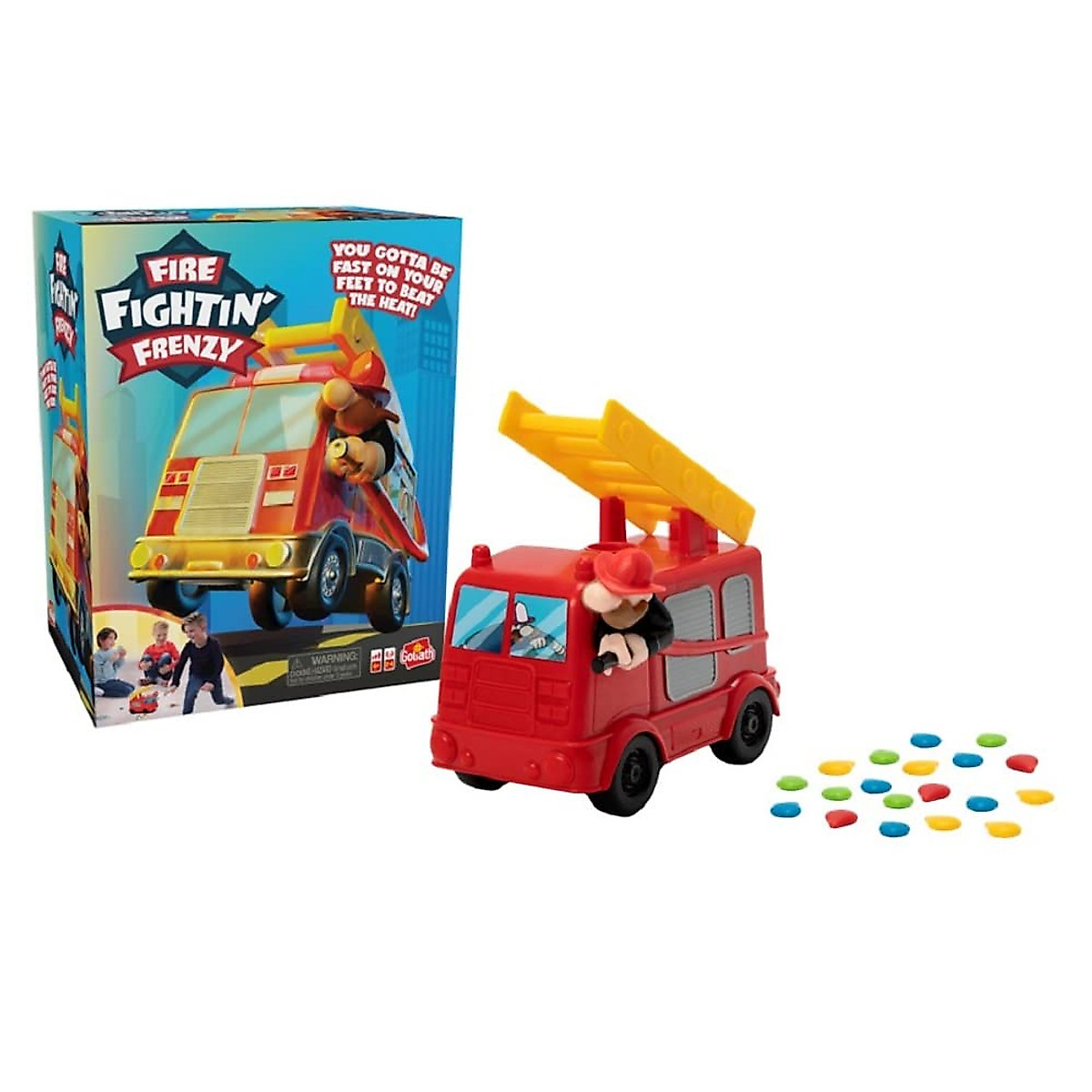 Goliath Fire Fightin' Frenzy Game - Fast-Paced Active Floor Play with Realistic Firetruck Action - Ages 4 and Up, 2-4 Players