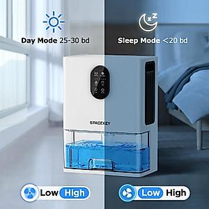 Dehumidifier, 106 OZ（850 Sq.ft）Dehumidifiers for Home, 7 Color LED Light Dehumidifier for Bedroom Basement Bathroom RV, 2 Working Modes, Auto Shut-off, Auto Defrost, Quiet Small Dehumidifier White