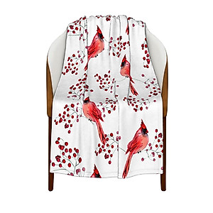 LAKIMCT Cute Winter Cardinal Birds Blanket for Couch Bed Throw Blanket, Aesthetic Decorative Blanket for Travel Camping Comfy Blanket, Full Size Blanket, 30x40 inch