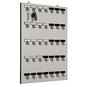 Key Hook, Key Rack #35MGN, 35 Extra Space Bolted Metal Hooks with 'Customize Name Plate', (35 Sets of Tag & Ring Included) - Made in USA