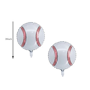 CHIL 8 PCS 20 Inch Baseball Balloons and Baseball Glove Balloons Sports Mylar Balloon for Baseball Themed Birthday Baby Shower Decoration Party Supplies, White,red