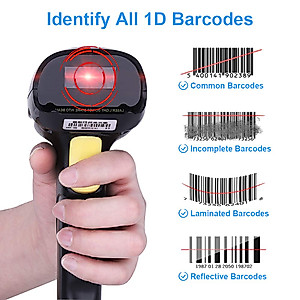 Barcode Scanner Wireless, Basecent USB Quick Laser Barcode Scanner Reader (Lector De Codigo De Barras), Handheld Barcode Reader Scanner for Library Book, Warehouse Inventory, Store