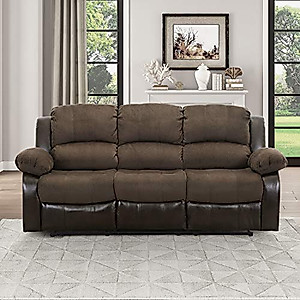 Lexicon Baluze Double Reclining Sofa, Two-Tone Brown