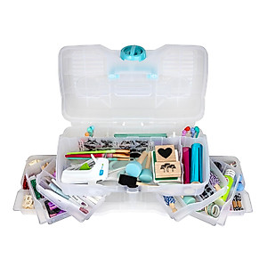 ArtBin Clear Plastic Organizer Small Parts Organizer - for DIY Arts & Crafts Storage Boxes & Organizers, Sewing Storage - Storage Box with Compartments, Project Box - Large (6 Pivot Trays) 6963PB