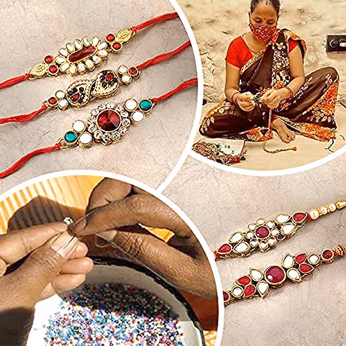 Aheli Indian Traditional Handmade Elegant Kundan & Crystal Stone Rakhi for Brother Men