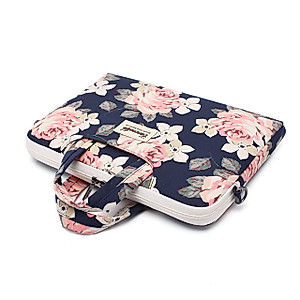 canvaslife White Rose Patten Waterproof Shoulder Messenger Bag Case Sleeve for 14 Inch 15 Inch Laptop Briefcase 15.6 Inch