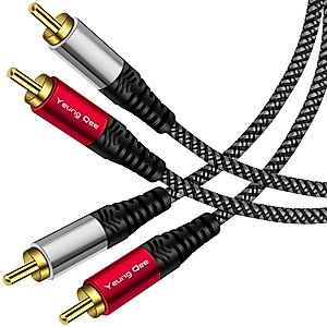 Yeung Qee RCA Cable 10 ft, 2RCA Male to 2RCA Male Audio Stereo Subwoofer Cable Nylon-Braided Auxiliary Audio Cord for Home Theater, HDTV, Amplifiers, Hi-Fi Systems,Speakers (10FT/3M)
