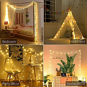 Minetom Star String Lights Plug in - 33 ft 100 LED Star Fairy String Lights with Remote and Timer, Waterproof for Bedroom Porch Wedding Party Patio Garden Tent Indoor Outdoor Décor, Warm White