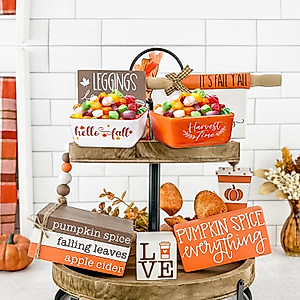 Kederwa 2pcs Fall Candy Dish Set,Mini Autumn Ceramic Candy Bowl with Fall Leave Harvest Fall Tiered Tray Decor Fall Gifts