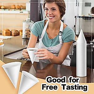 Roshtia 800 Pcs Snow Cone Cups 4oz White Paper Cone Cups Thicken Cone Cups Disposable Cone Paper Cups Shaved Ice Cups for Shaved Ice, Slushies Water Cooler Dispenser