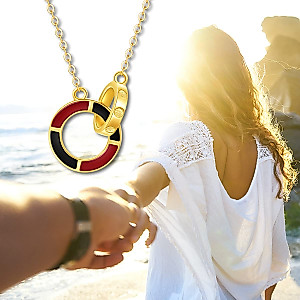 SISGEM 14k Gold Natural Carnelian Double Circle Necklace for Women, Anniversary Jewelry for Wife, Birthday Gifts for Her, 16-18 Inch