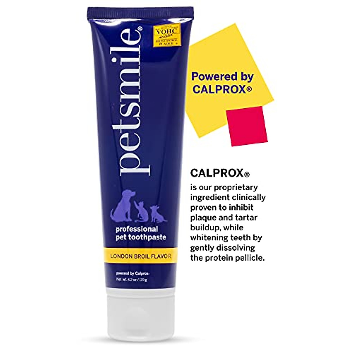 Petsmile Professional Pet Toothpaste | Cat & Dog Dental Care | Controls Plaque, Tartar, & Bad Breathe | Only VOHC Accepted Toothpaste | Teeth Cleaning Pet Supplies (London Broil, 4.2 Oz)