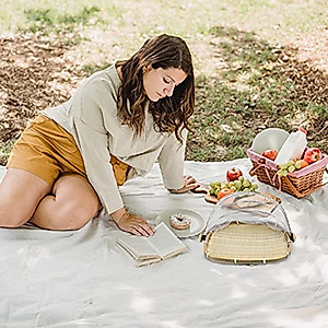 generic Bamboo Food Serving Tent Basket Rattan Woven Mesh Food Storage Basket Food Dome Lids for Picnic Party Bread Fruit Dessert Indoor Outdoor