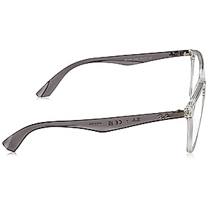 Ray-Ban Men's RX7066 Square Prescription Eyeglass Frames, Transparent on Grey/Demo Lens, 52 mm