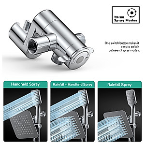 Shawilk Shower Head with Handheld, 6’’ High Pressure Rain shower Head Dual Square Shower Head Combo with 3 Spray Settings, 5ft Shower Hose, Anti-leak & Easy Installation