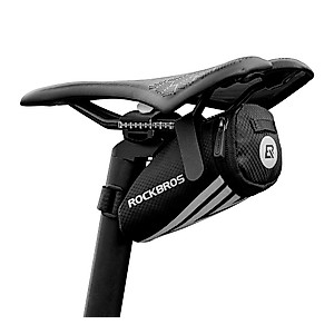 ROCKBROS Bike Saddle Bag Small Seat Bag Bicycle Bag Under Seat Bike Accessories Storage Pouch Ultralight Cycling Wedge Pack for Road Mountain MTB Foldable Bike