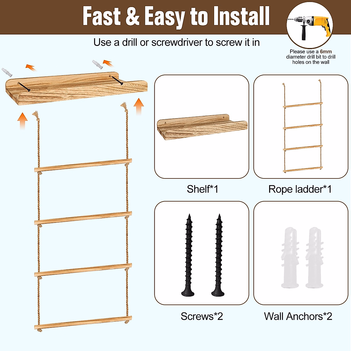 Grenfield Blanket Ladder Wooden 5-Tier, 2-in-1 Towel Racks & Blanket Ladders Quilt Rack Towel Holder Rack Ladder Shelves Decorative Ladder for Living Room Bedroom Bathroom Home Decor