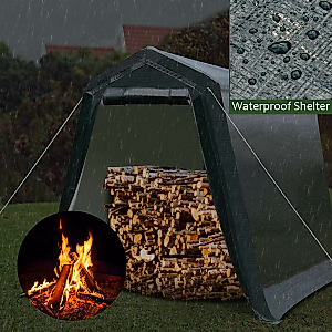 Tangkula 6 Ft x 8 Ft Outdoor Storage Shelter, Enclosed Carport Tent w/All-Steel Metal Frame and Waterproof Ripstop Cover, Outdoor Garage Tent with Sidewalls (6 Ft x 8 Ft)
