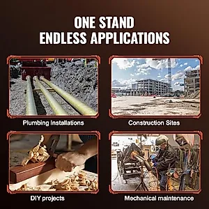 VEVOR Heavy-Duty Pipe Stand Adjustable Folding Pipe Jack Stand | Sturdy Construction 2500 lbs Load Capacity | Ideal for Welding, Automotive, and Construction Projects