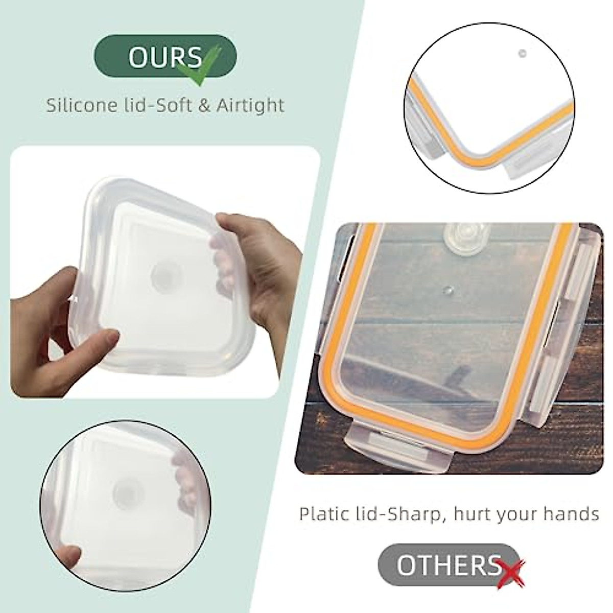 KVK Silicone Collapsible Food Storage Containers with Silicone Airtight Lids BPA Free - Stacking Small Storage Containers for Snacks Fruits Microwave Freezer Safe - 14oz 6pcs Clear&Pastel Green