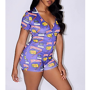 MissShorthair Short Sleeve Onesies for Women, Onesie Pajamas for Women Shorts (Backwoods Purple, XL)…