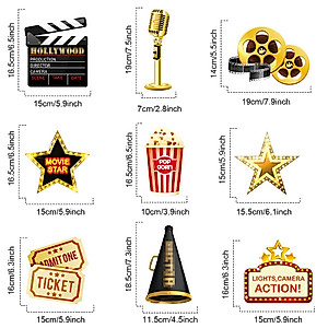 Movie Night Party Decorations Kit Now Showing Movie Theme Hanging Swirls Black Gold Foil Supplies for Bridal Shower Birthday Party Movie Night Party